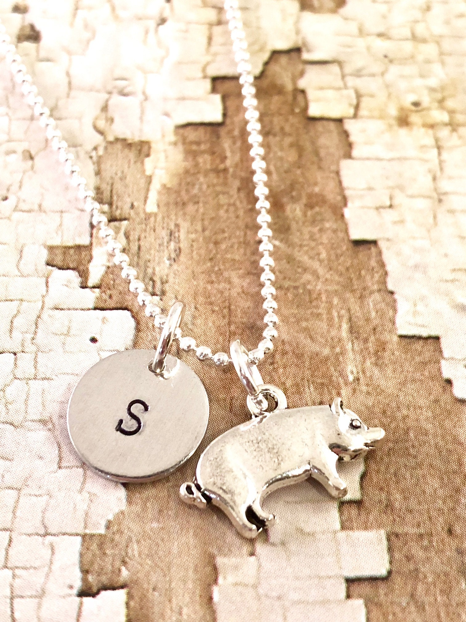 Pig necklace personalized jewelry year of the pig 2019 | Etsy