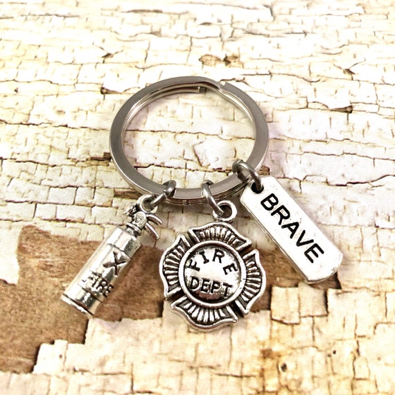 Firemans Keychain Firewoman Firefighter Brave Fire Badge - Etsy