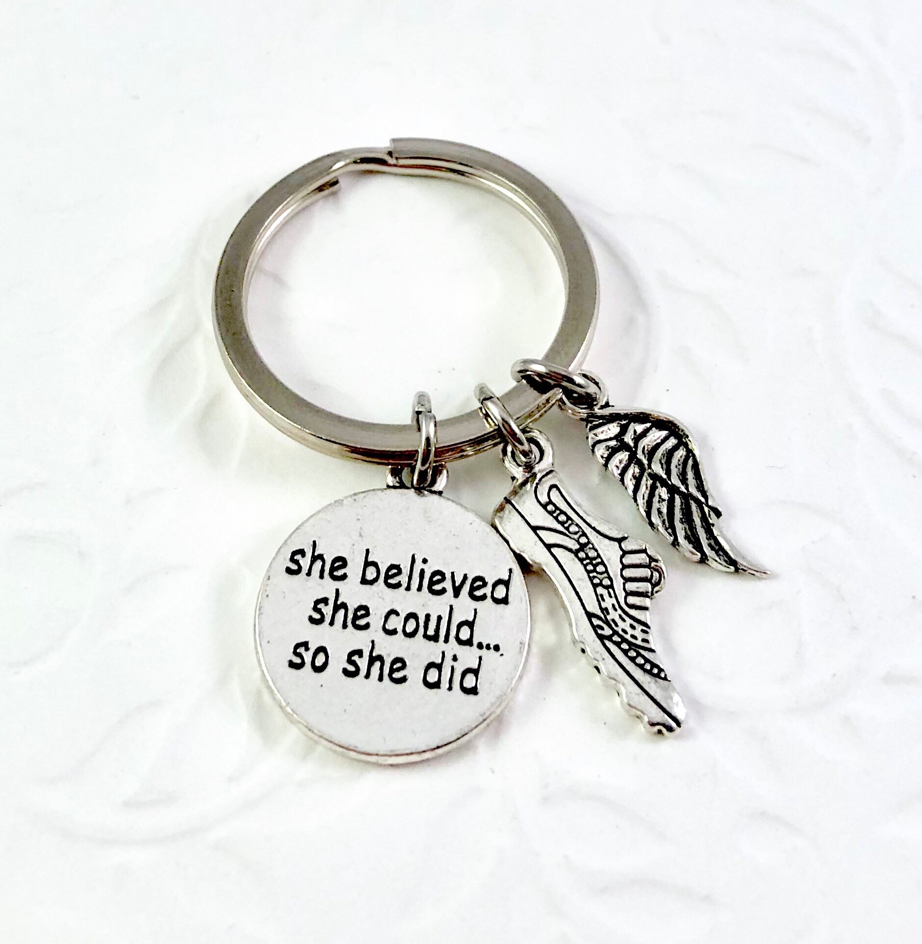 Running shoe keychain running keychain marathon keychain 5K | Etsy