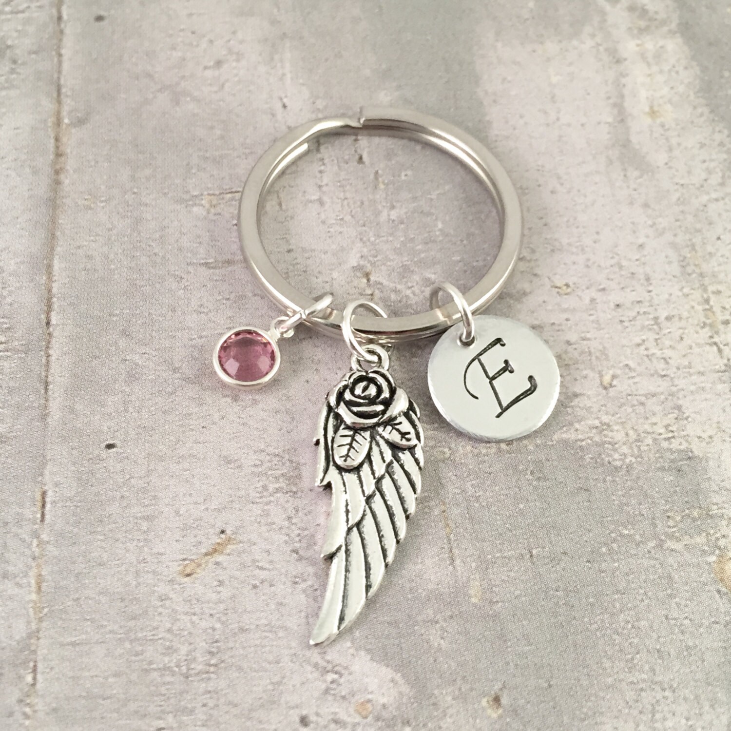 Personalized angel wing Keychain memorial keychain guardian | Etsy