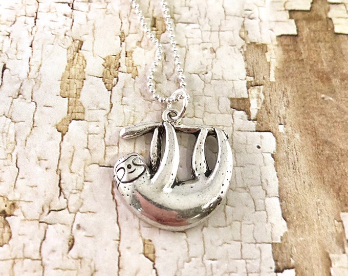 Sloth Charm Necklace, Cute Mammal, South American Mammal, Rainforest ...