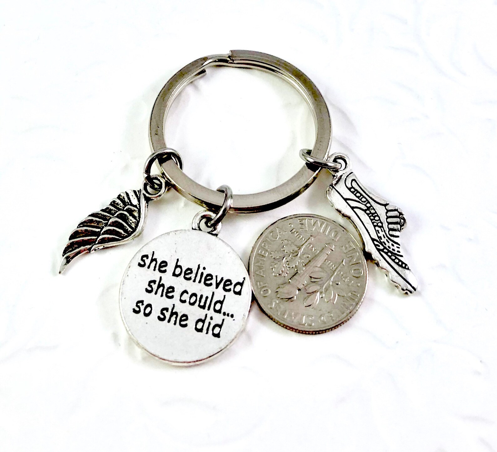 Running shoe keychain running keychain marathon keychain 5K | Etsy