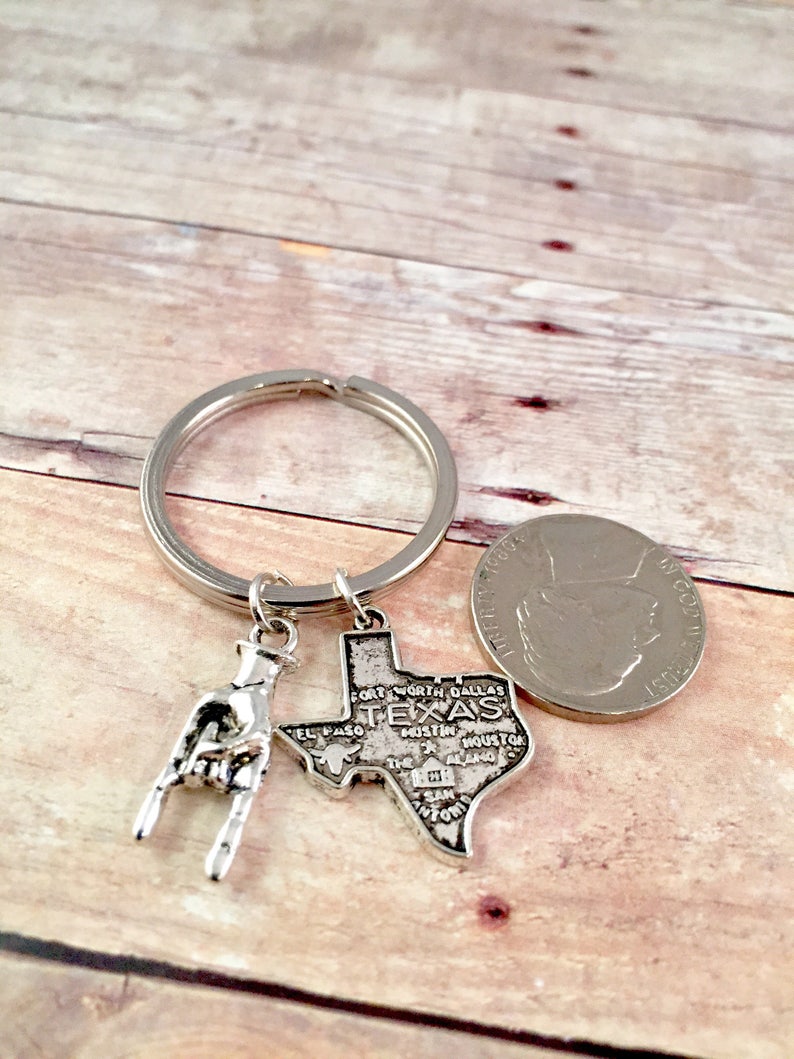 Texas Longhorn Keychain Texas State Charm UT Texas Longhorn | Etsy