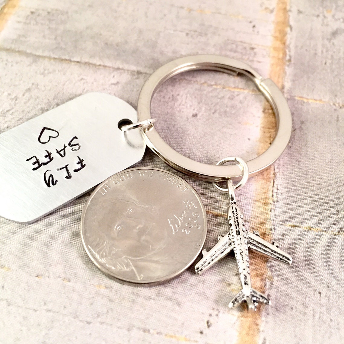 Fly Safe Airplane key ring pilot keychain stewardess | Etsy