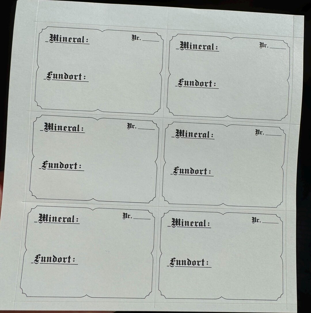 50 LABELS STICKERS Labeling of Minerals 56 X 38 Mm Location Cards - Etsy