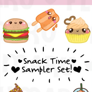 Snack Time Sticker Samplers || Planner Stickers, Cute Stickers for Erin ...