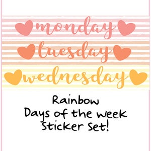 Rainbow Days of the Week Sticker Set || Planner Stickers, Cute Stickers ...