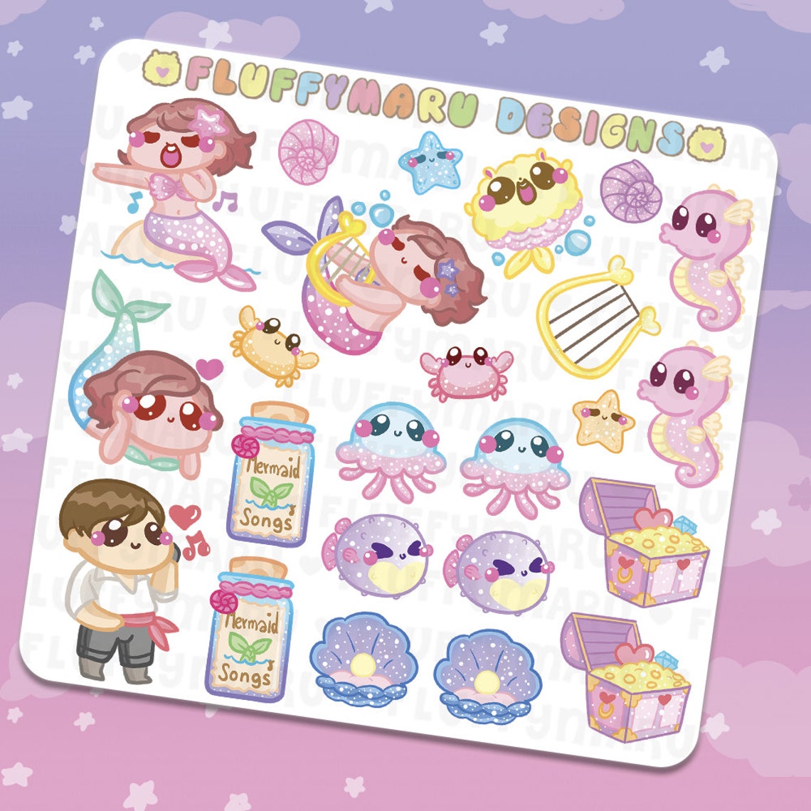 Mermaid Deco Sticker Set Planner Stickers Cute Stickers | Etsy
