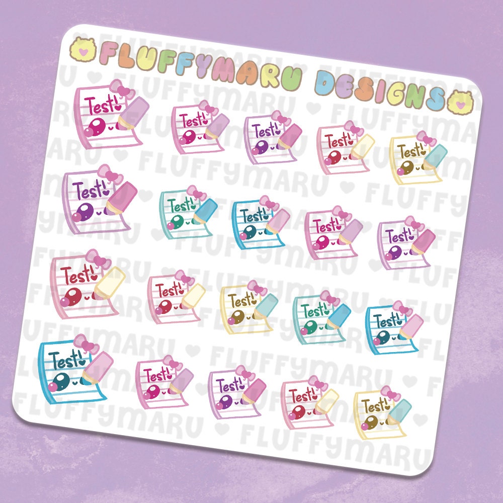 Test Reminder Planner Stickers Cute Stickers for Erin | Etsy
