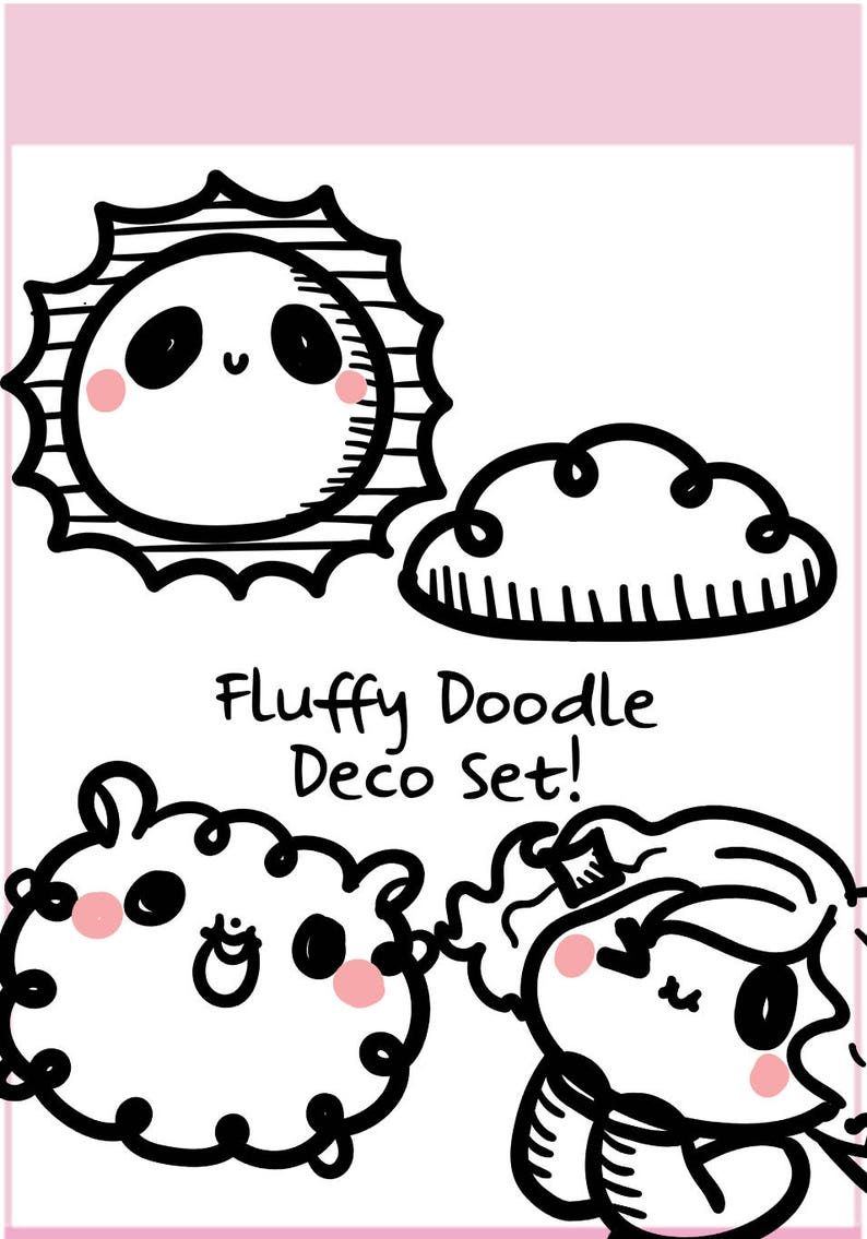 Fluffy Doodle Deco Sticker Set Planner Stickers Cute - Etsy New Zealand