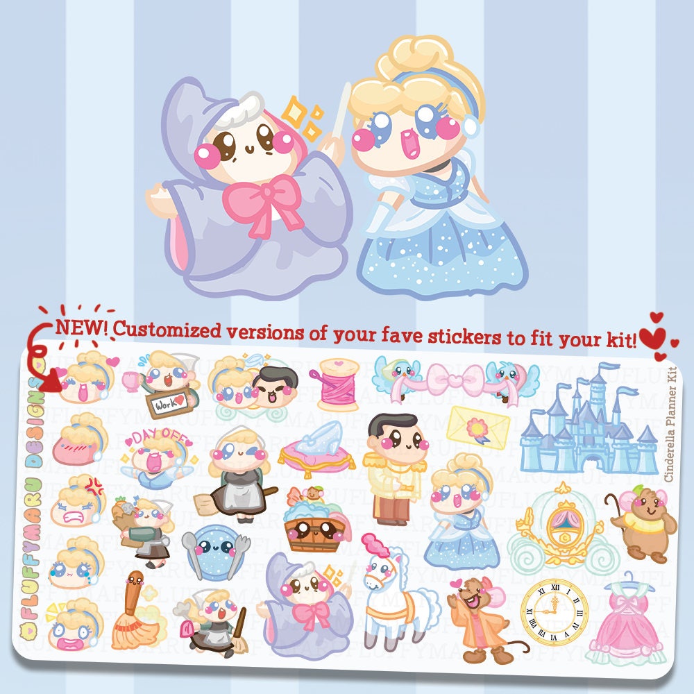 Cinderella Deco Planner Kit Planner Stickers Cute Stickers | Etsy