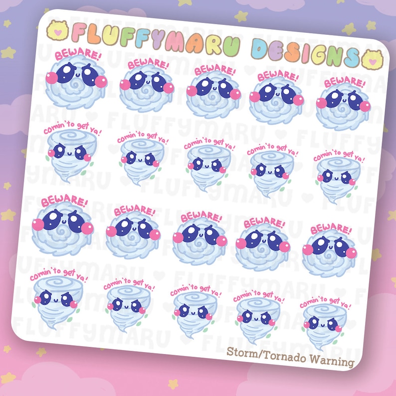 Storm and Tornado Warning Planner Stickers Cute Stickers - Etsy