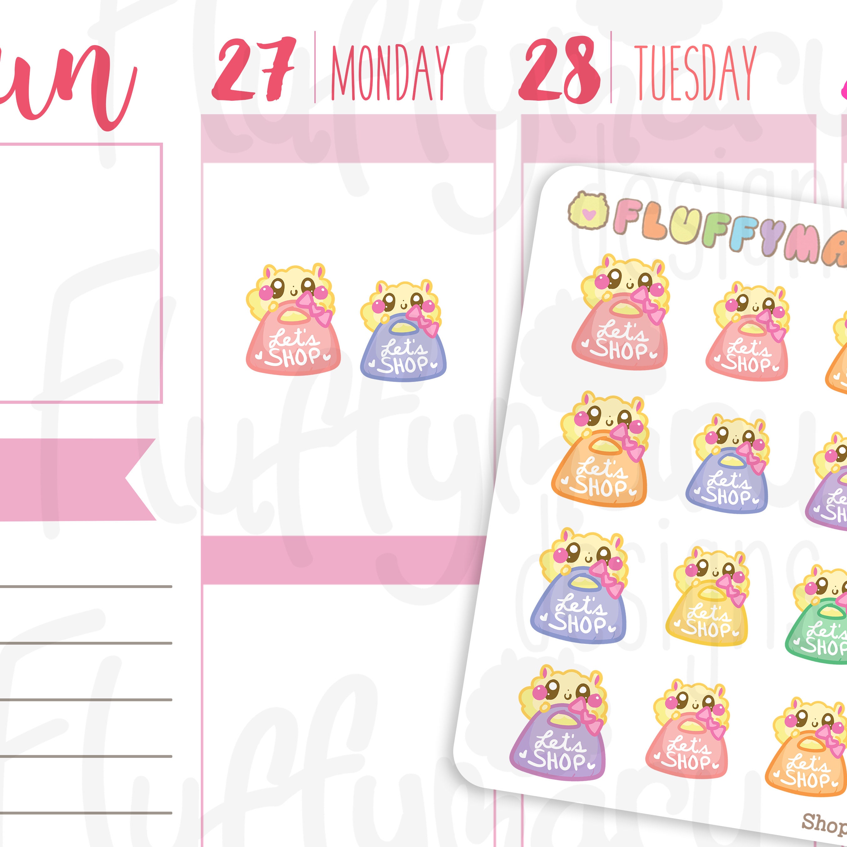 Shopping Tote Bag Planner Stickers Cute Stickers for Erin | Etsy