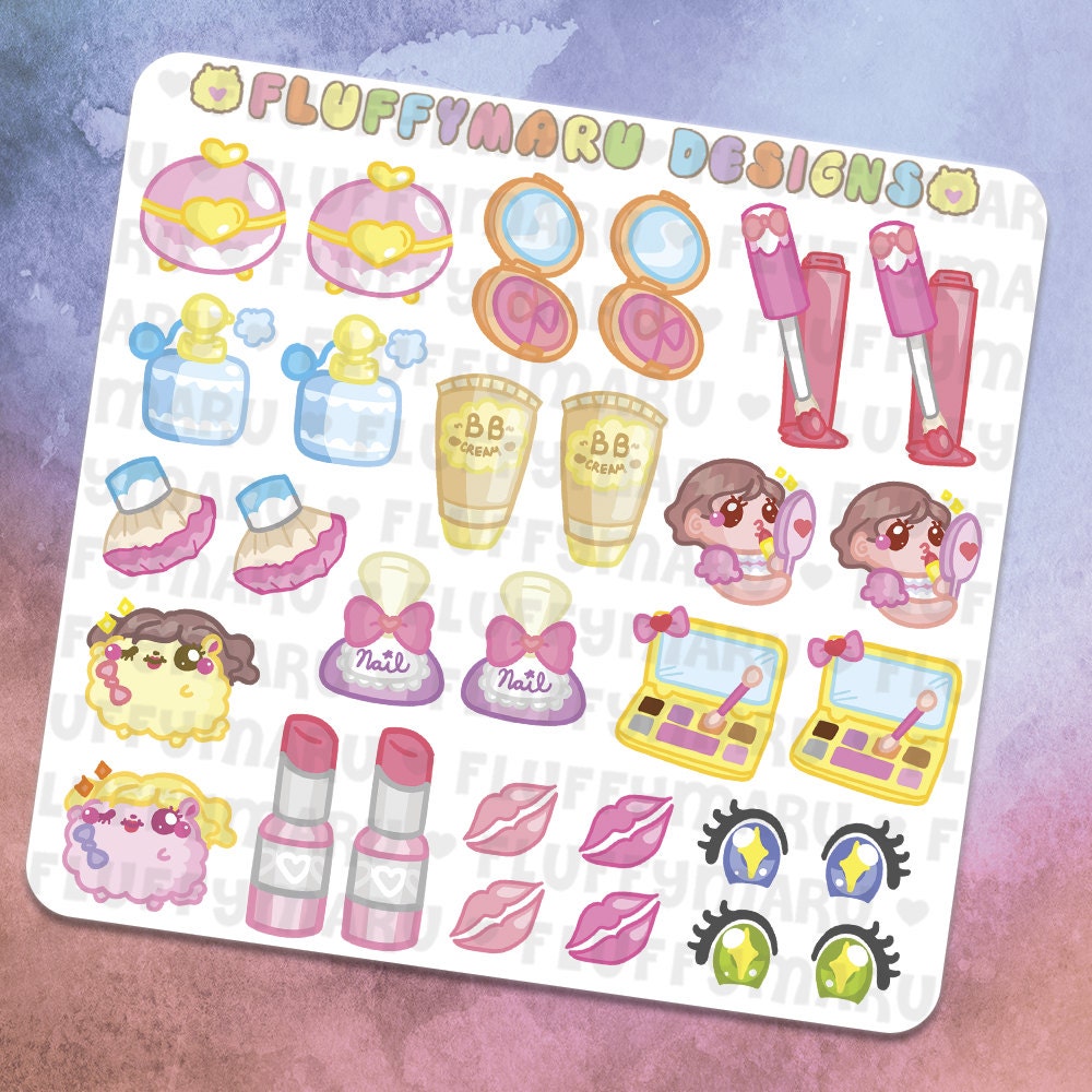 Makeup Deco Sticker Set Planner Stickers Cute Stickers for | Etsy
