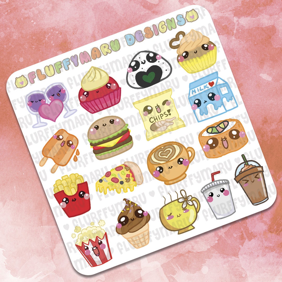 Snack Time Sticker Samplers || Planner Stickers, Cute Stickers for Erin ...