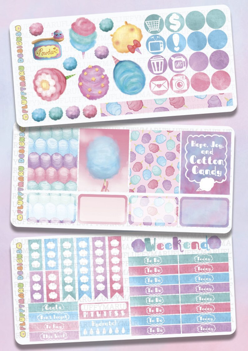 Cotton Candy Planner Kit Planner Stickers Cute Stickers - Etsy