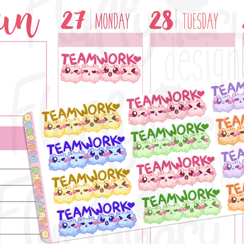 Fluffymaru Teamwork Planner Stickers Cute Stickers for - Etsy