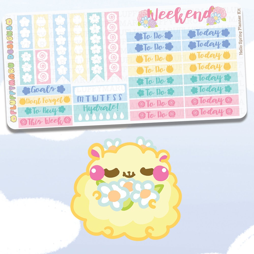 Hello Spring Planner Kit Planner Stickers Cute Stickers | Etsy