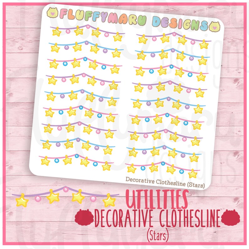 Decorative Clothesline stars Planner Stickers Cute - Etsy