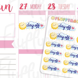 Day off || Planner Stickers, Cute Stickers for Erin Condren (ECLP ...