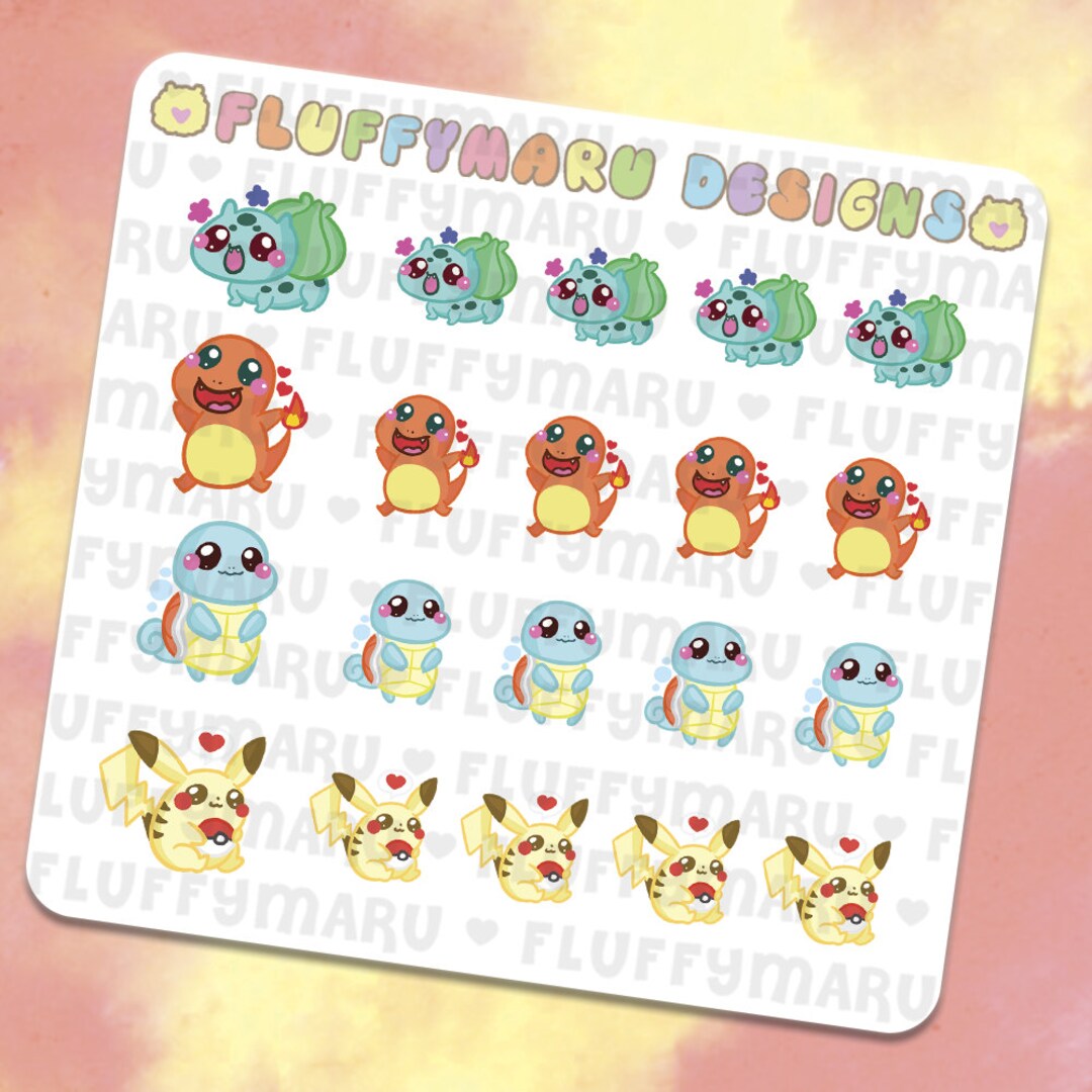 Pokemon Starter Deco Sticker Set Planner Stickers Cute - Etsy