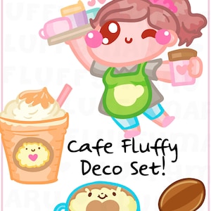 Cafe Fluffy Deco Sticker Set || Planner Stickers, Cute Stickers for ...