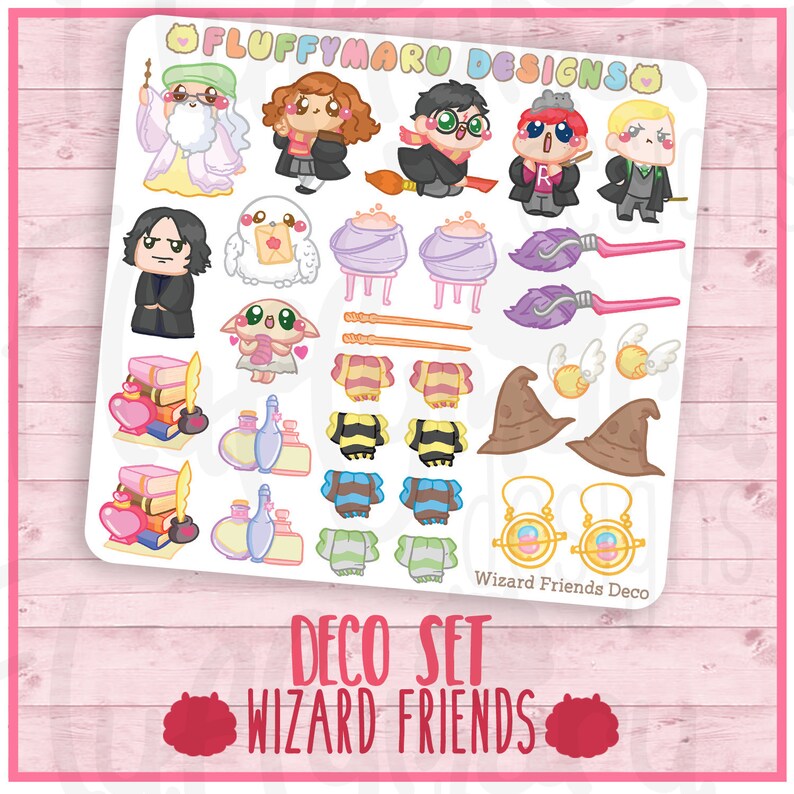 Wizard Friends Deco Sticker Set Planner Stickers Cute - Etsy