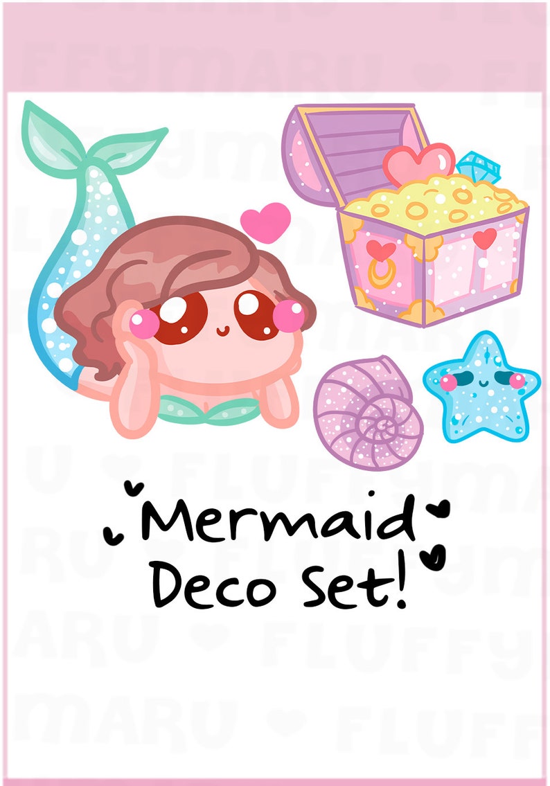 Mermaid Deco Sticker Set Planner Stickers Cute Stickers | Etsy