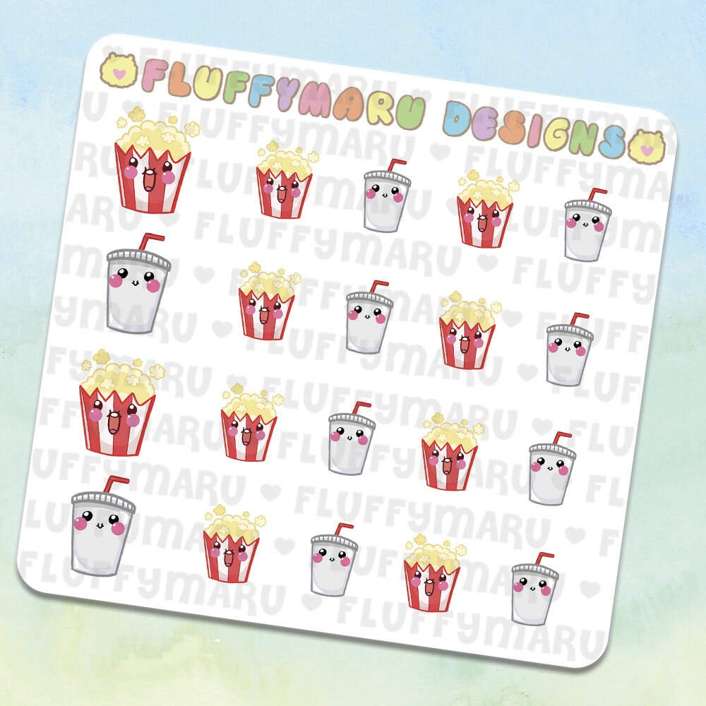 Popcorn and Soda / Movie Snacks Planner Stickers Cute | Etsy