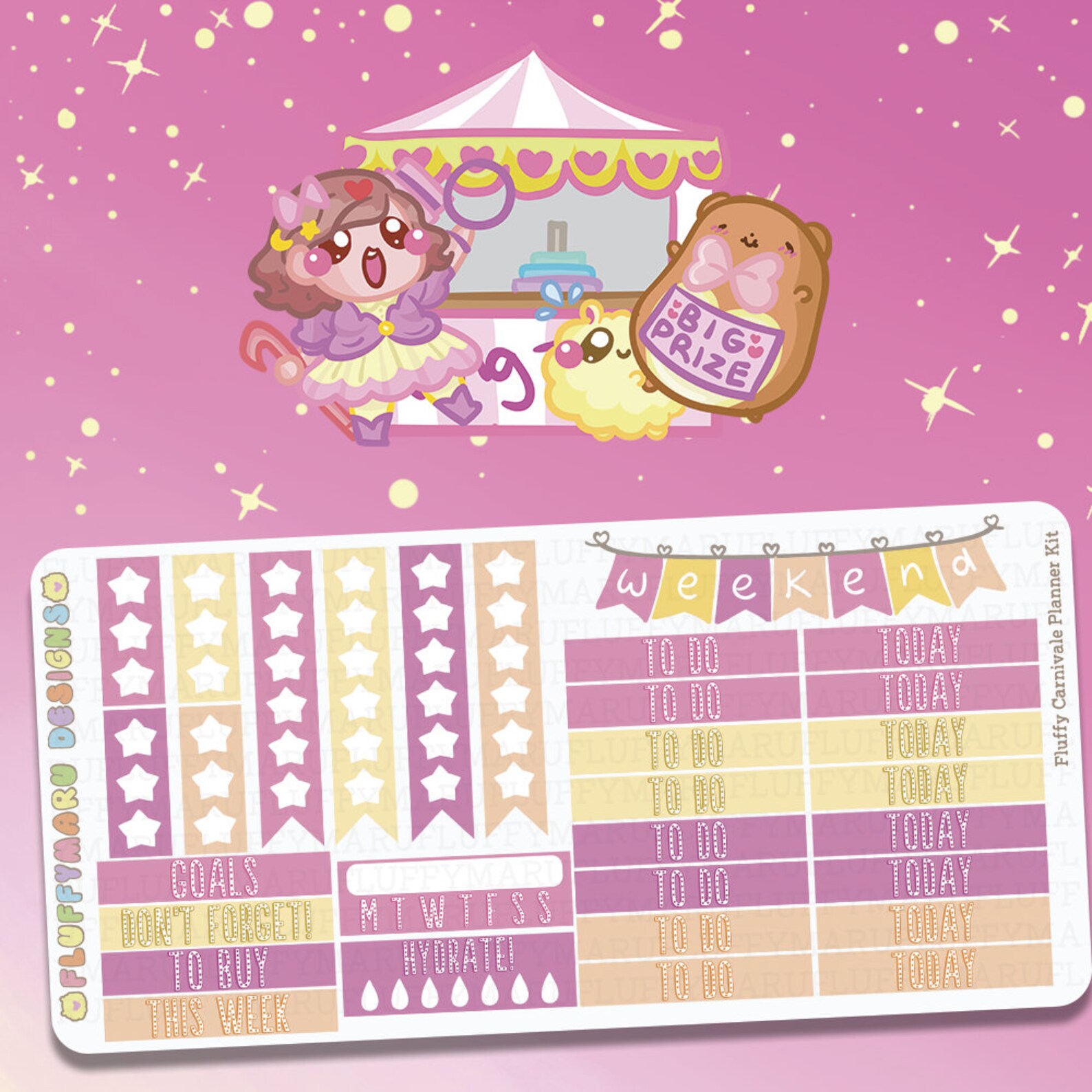 Fluffy Carnivale Planner Kit Planner Stickers Cute - Etsy