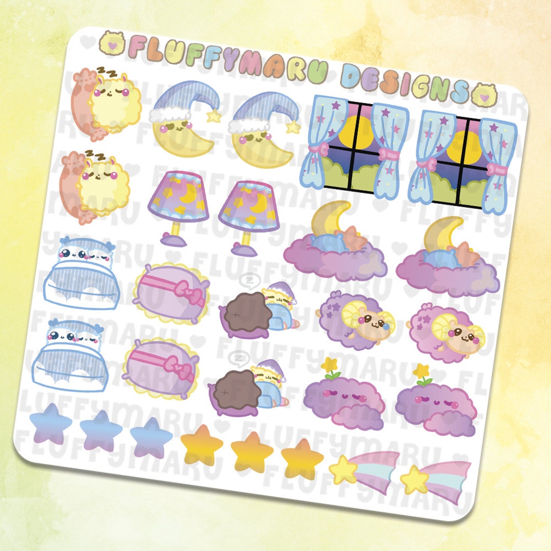 Sleepy Time Deco Sticker Set || Planner Stickers, Cute Stickers for ...