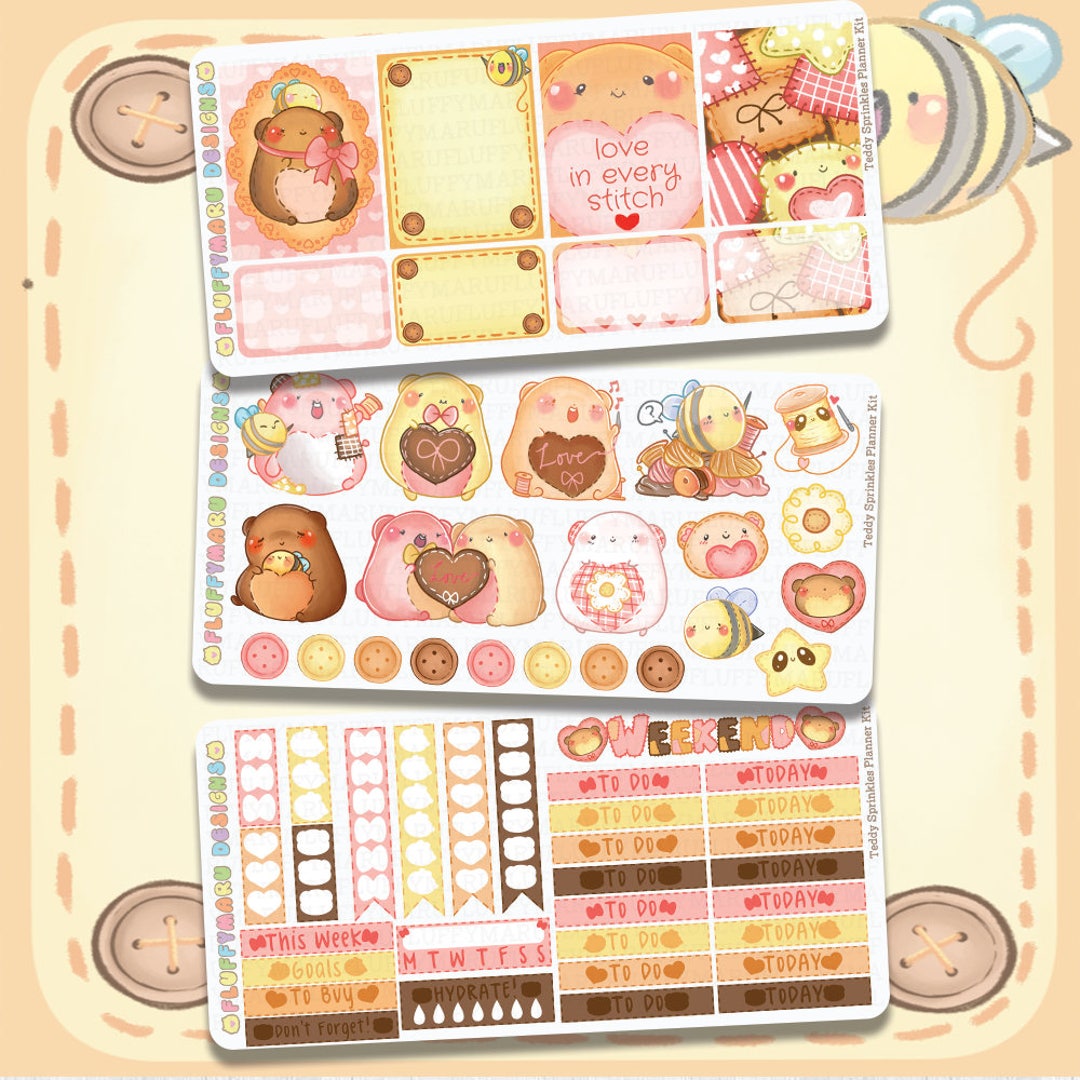 Teddy Sprinkles Planner Kit || Planner Stickers, Cute Stickers for Erin ...