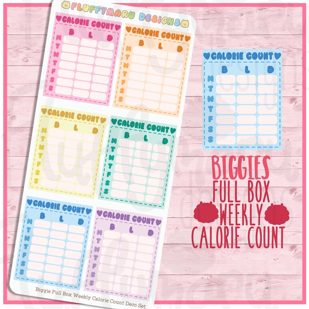 Biggie Weekly Calorie Count Planner Stickers Cute Stickers - Etsy