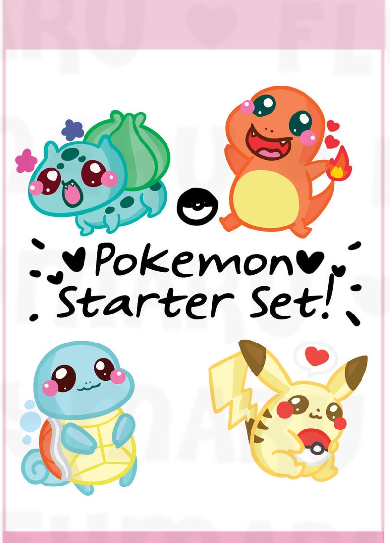 Pokemon Starter Deco Sticker Set Planner Stickers Cute | Etsy
