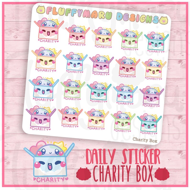 Charity Box Planner Stickers Cute Stickers for Erin - Etsy