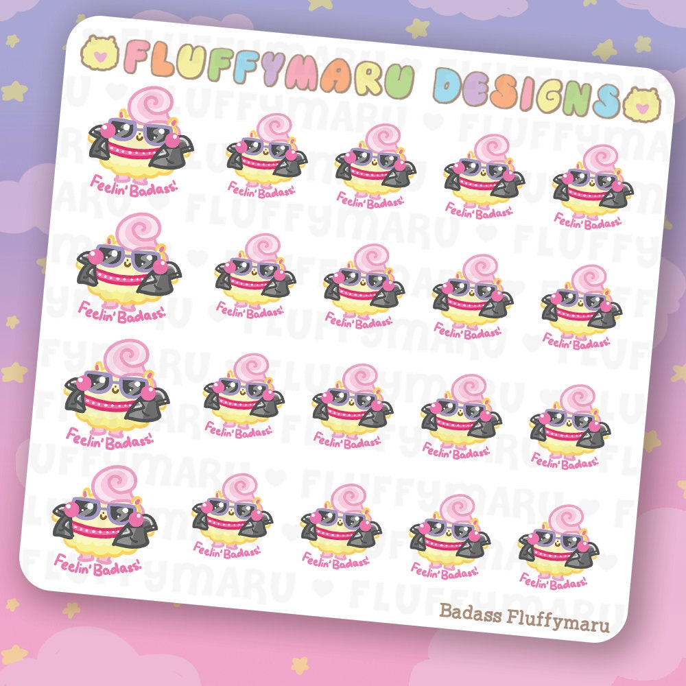Badass Fluffymaru Planner Stickers Cute Stickers for Erin | Etsy