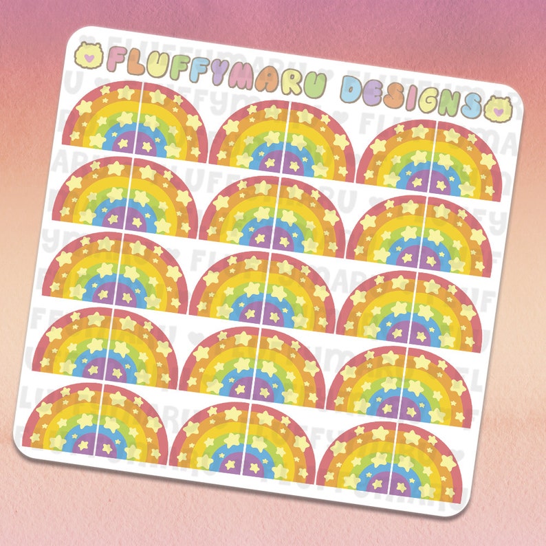 Rainbow Corner Sticker Deco Set Planner Stickers Cute - Etsy