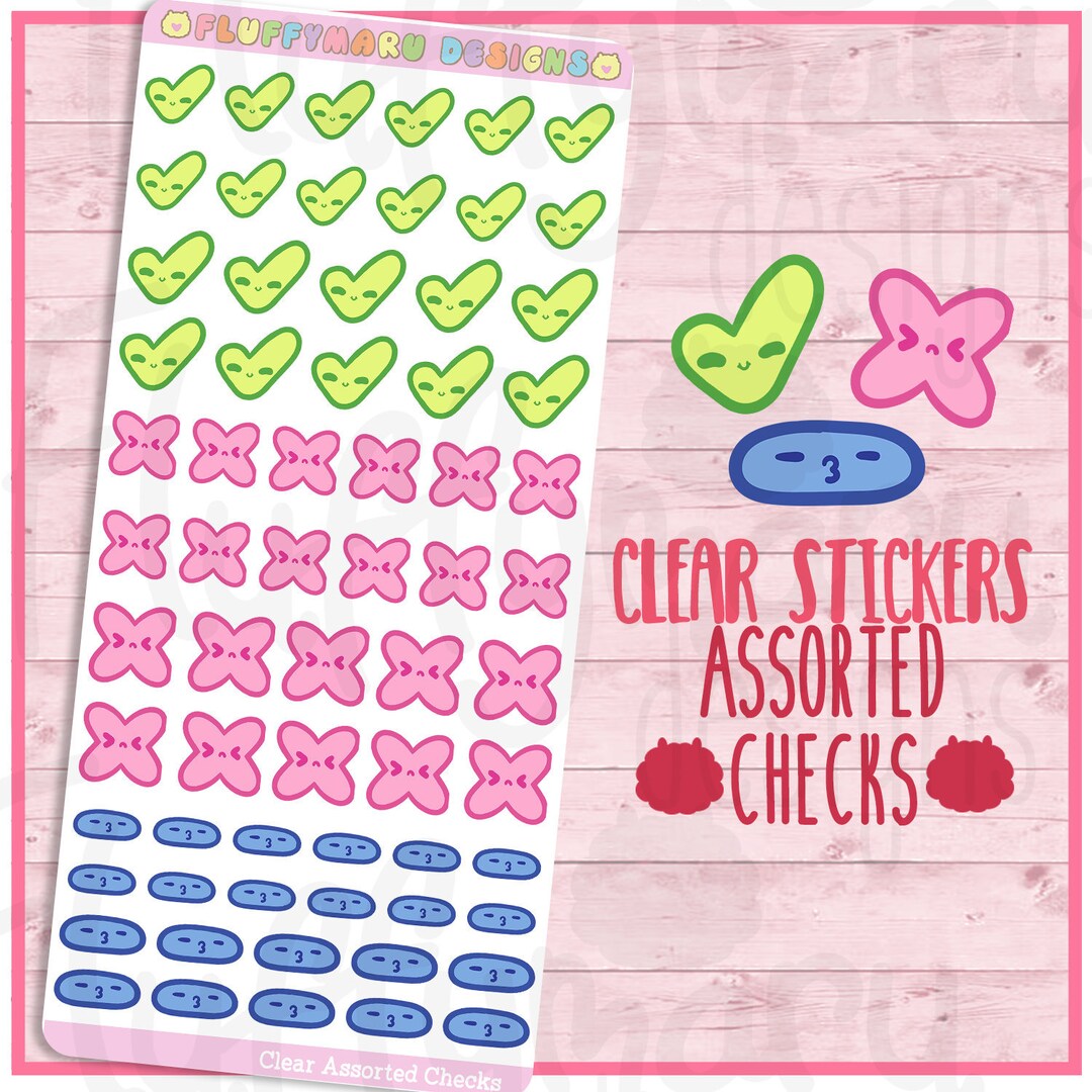 Cute Assorted Checks || Clear Planner Stickers, Cute Stickers for Erin ...