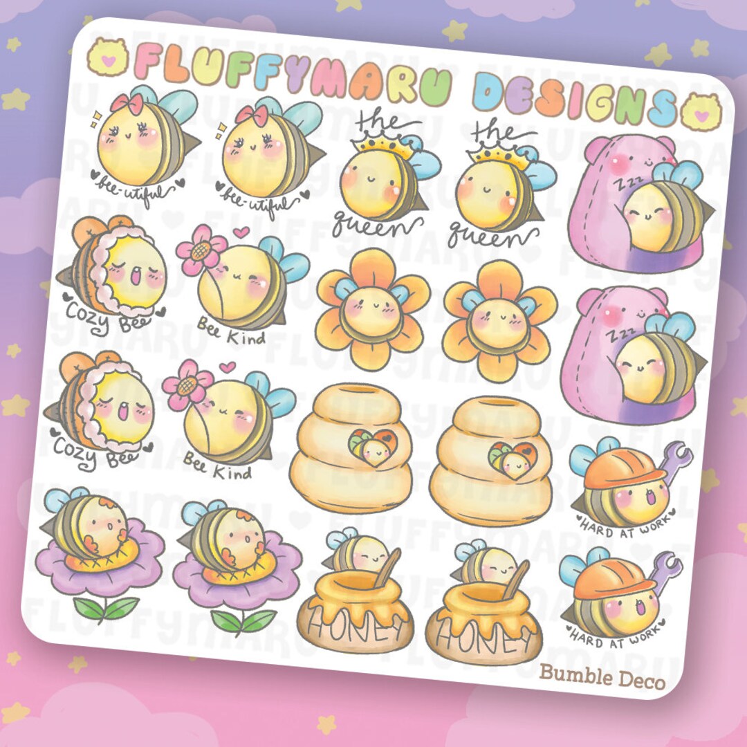 Bumble Bee Deco Sticker Set || Planner Stickers, Cute Stickers for Erin ...