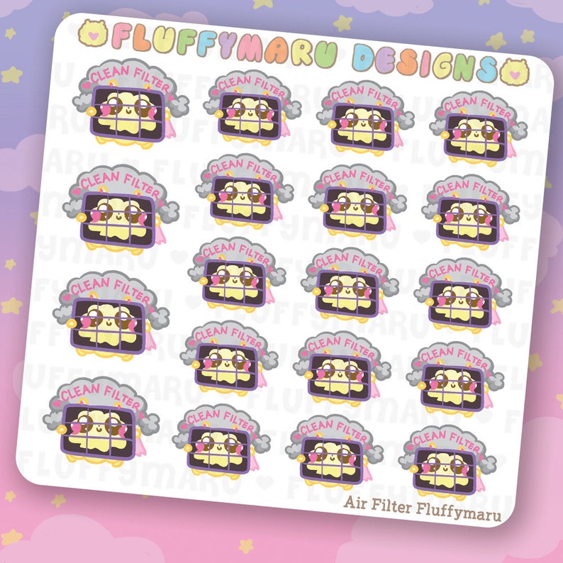 Clean Air Filter Fluffymaru Planner Stickers Cute Stickers | Etsy