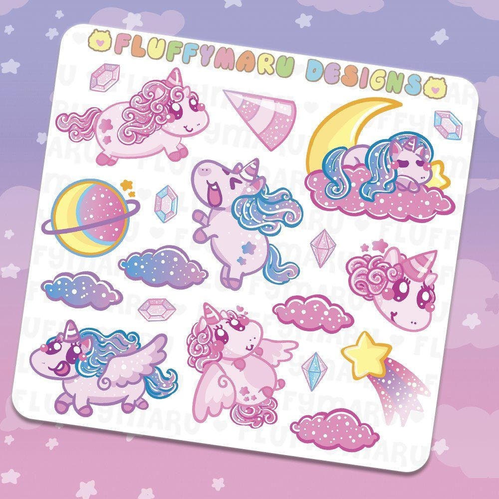 Unicorn Deco Sticker Set Planner Stickers Cute Stickers | Etsy