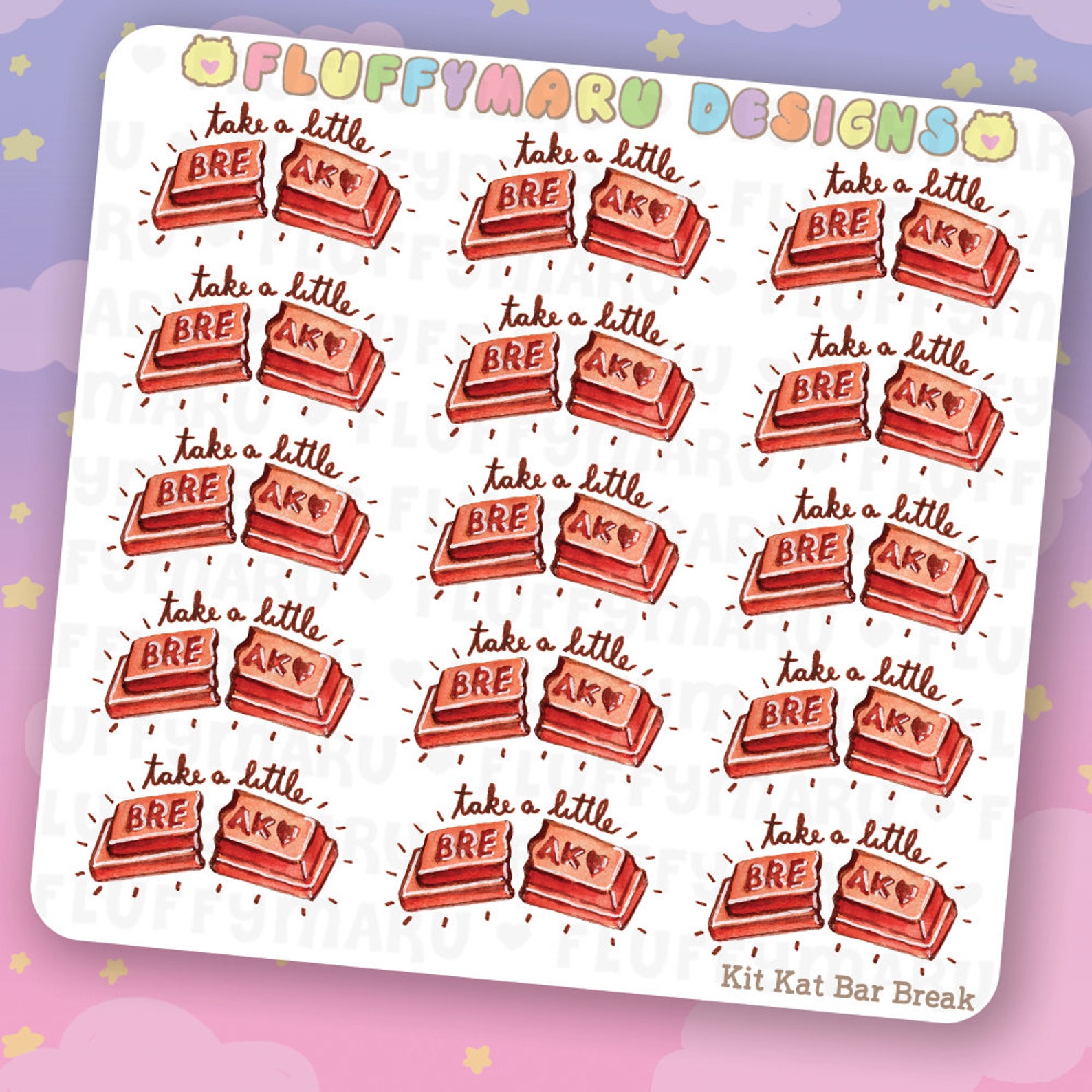 Kitkat Bar Break Planner Stickers Cute Stickers for Erin - Etsy