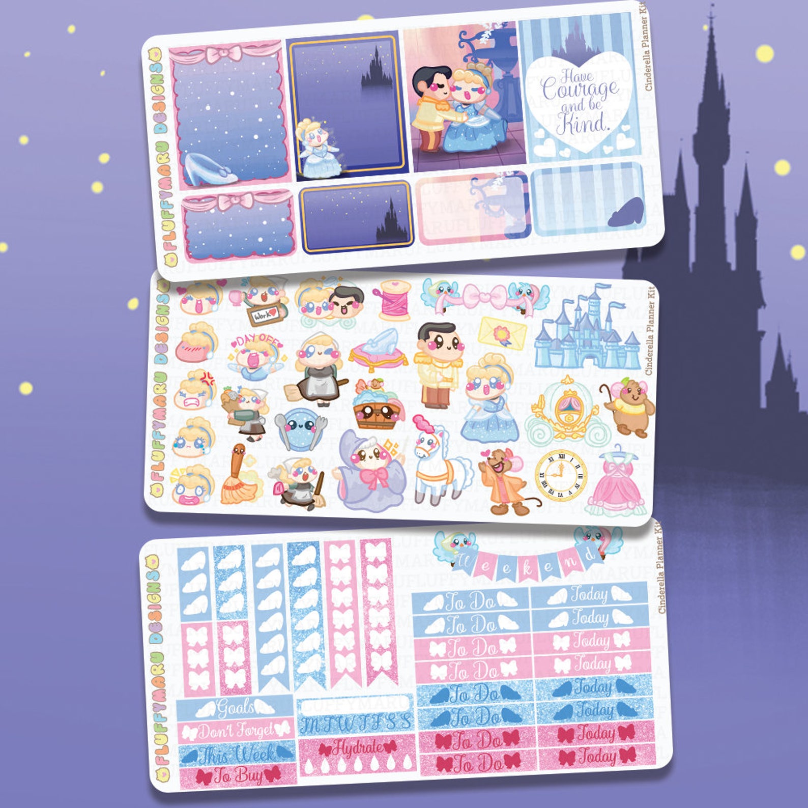 Cinderella Deco Planner Kit Planner Stickers Cute Stickers | Etsy