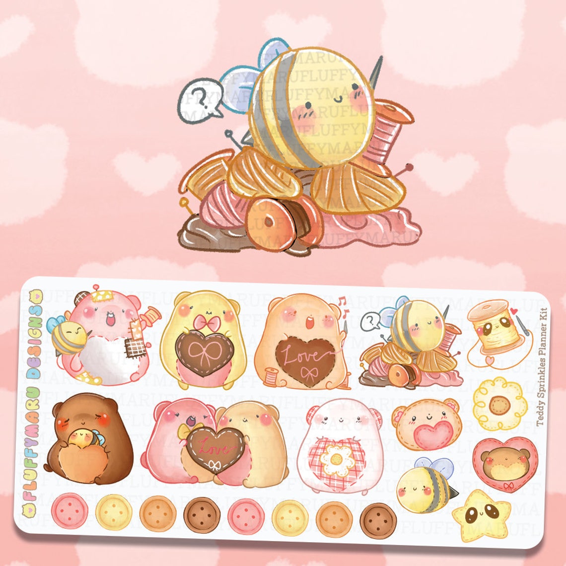 Teddy Sprinkles Planner Kit Planner Stickers Cute Stickers | Etsy