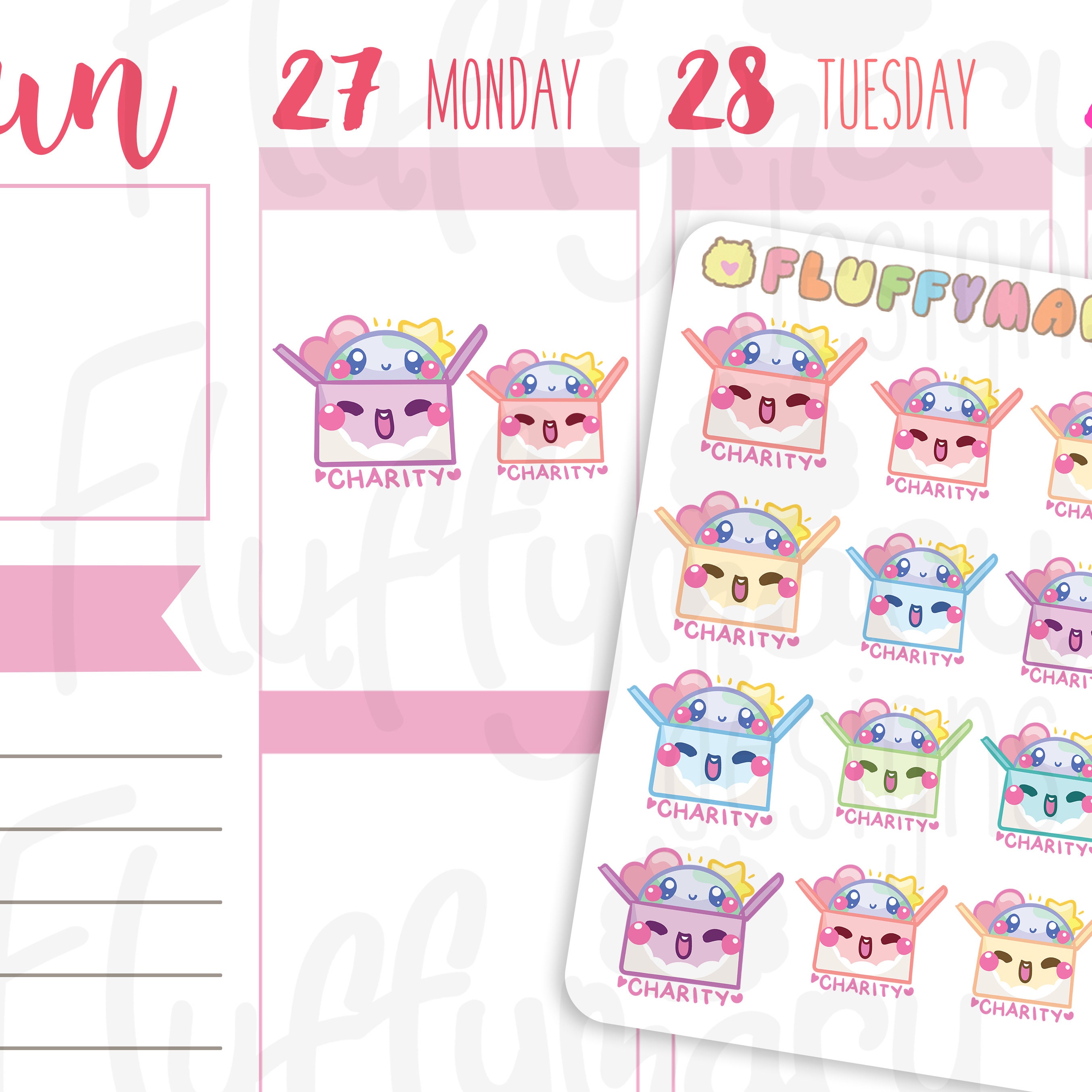 Charity Box Planner Stickers Cute Stickers for Erin | Etsy