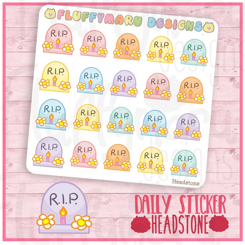 Headstone Planner Stickers Cute Stickers for Erin Condren | Etsy