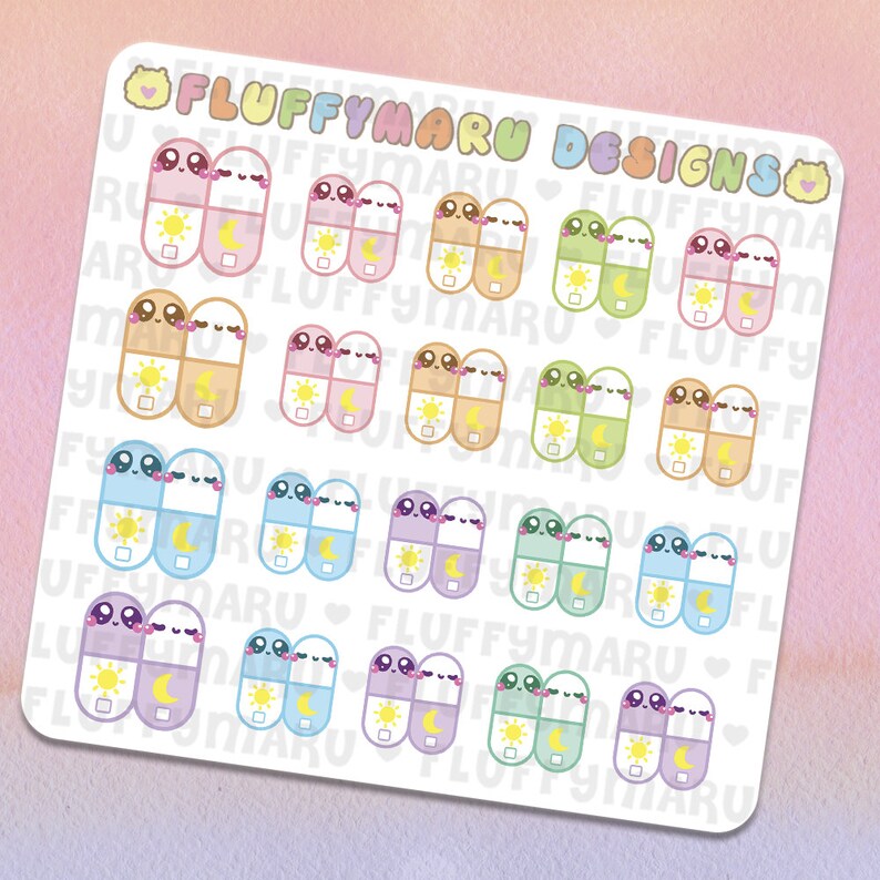 AM & PM Pills Planner Stickers Cute Stickers for Erin - Etsy