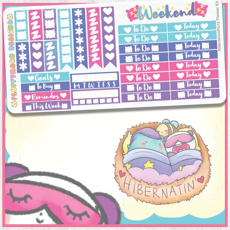 Hibernation Party Planner Kit Planner Stickers Cute | Etsy
