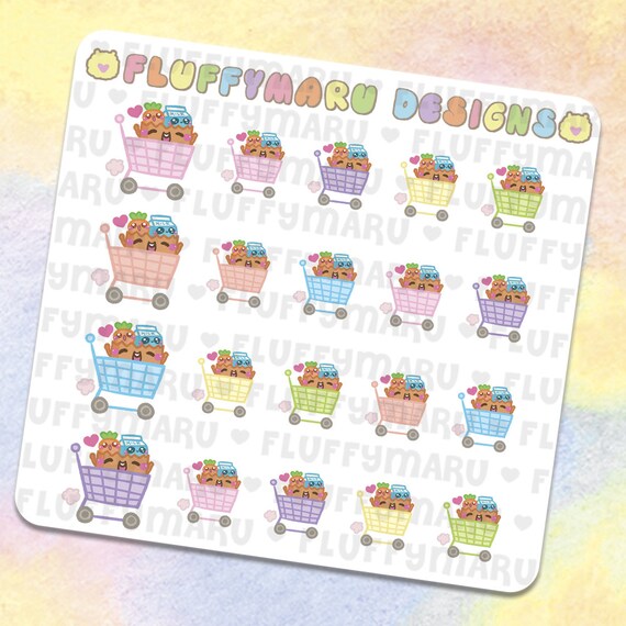 Stickers Journal Stickers GROCERY CARTS Cute Stickers Shopping Stickers ...