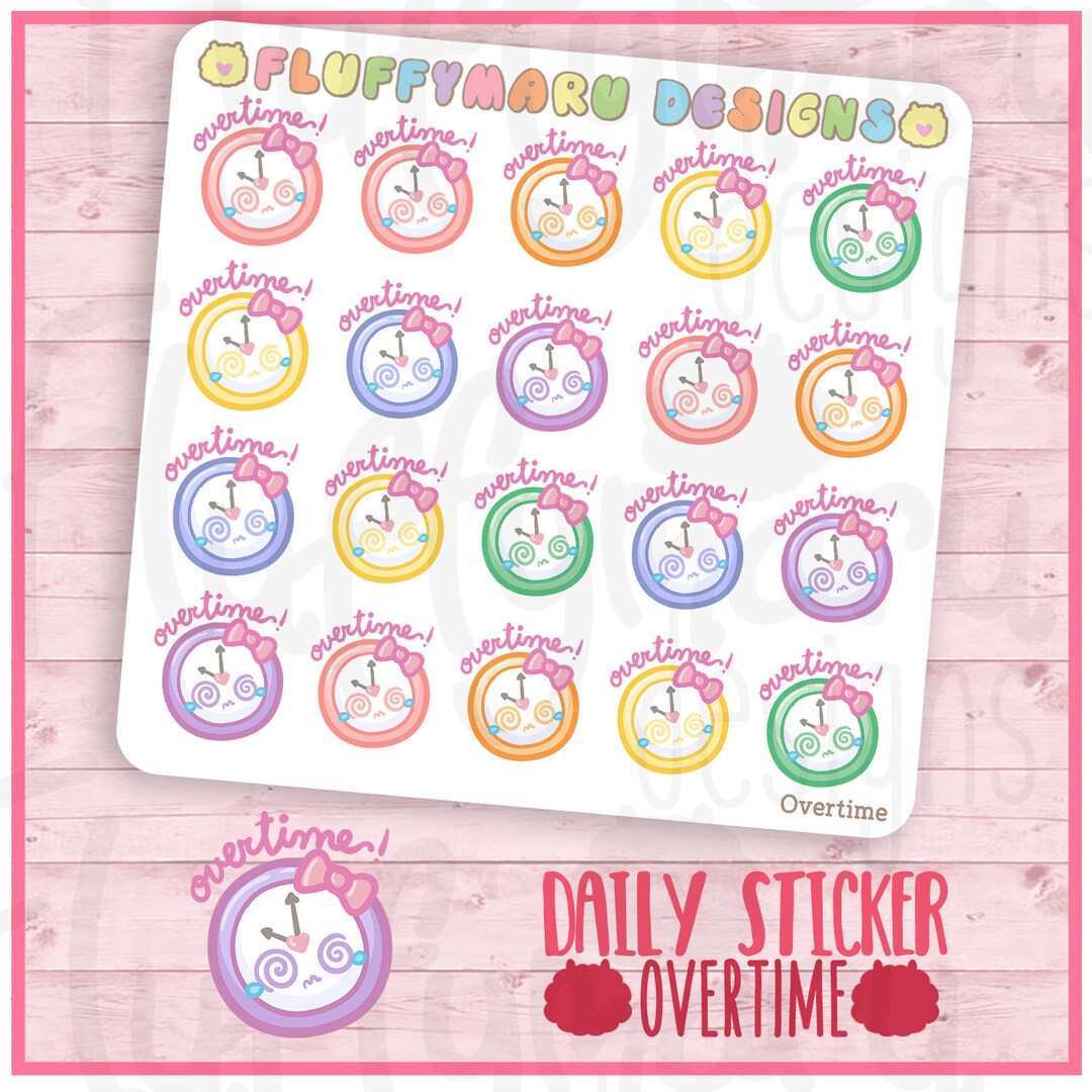 Overtime Planner Stickers, Cute Stickers for Erin Condren ECLP, Filofax ...